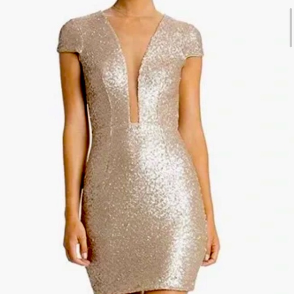 Dress the Population | Dresses | The Population Gold Sequin Mini Dress ...